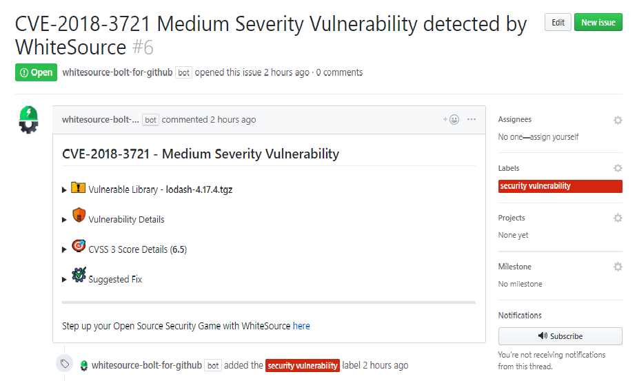 Mend Bolt for GitHub