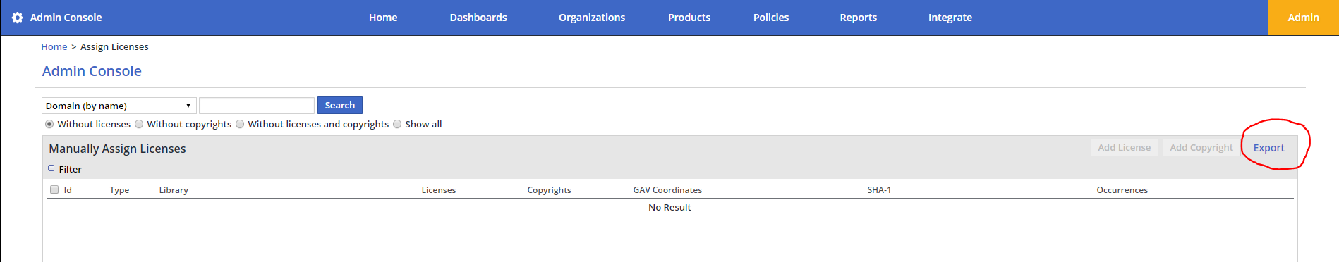 Import/Export for License Inventory Review in On-Premises Environment