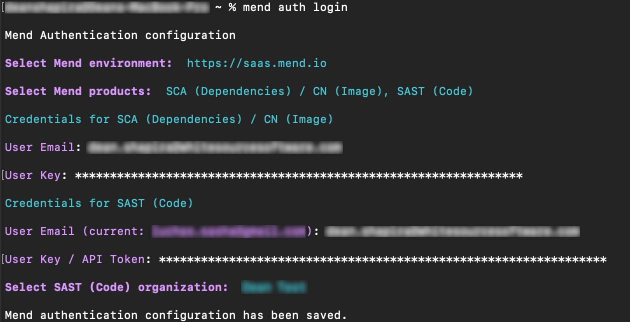 Authenticate your login for the Mend CLI
