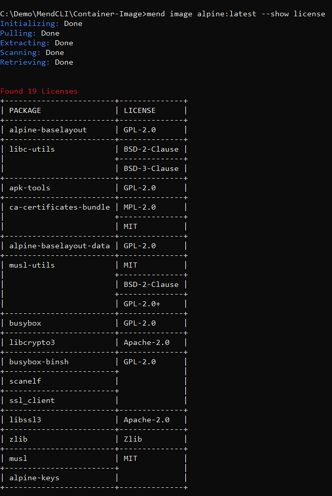 Detect licenses in your container images with the Mend CLI scan