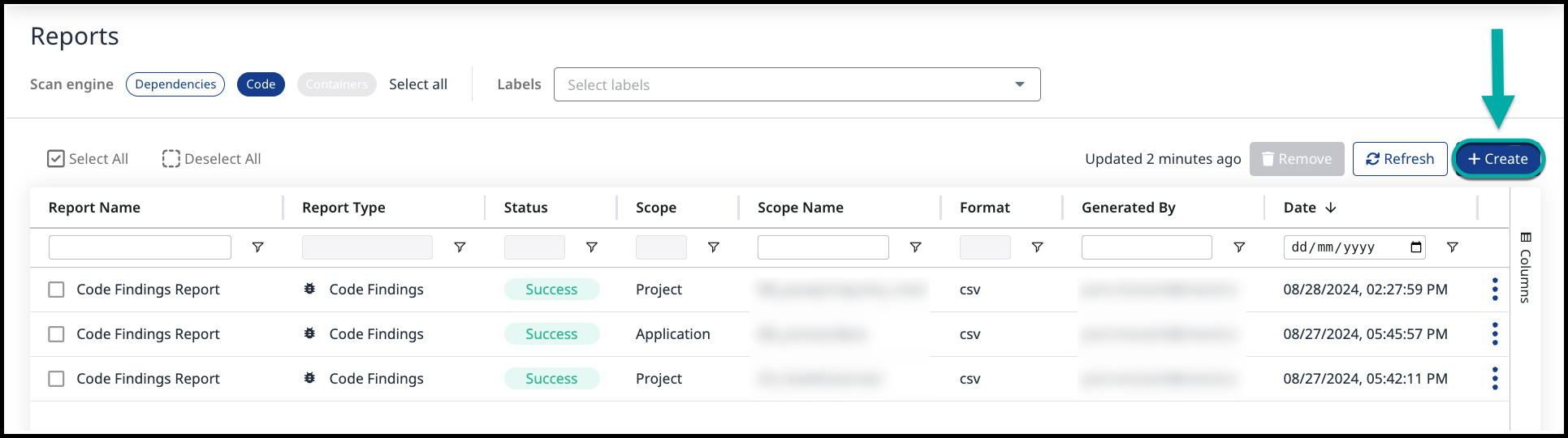 Reports in the Mend Platform